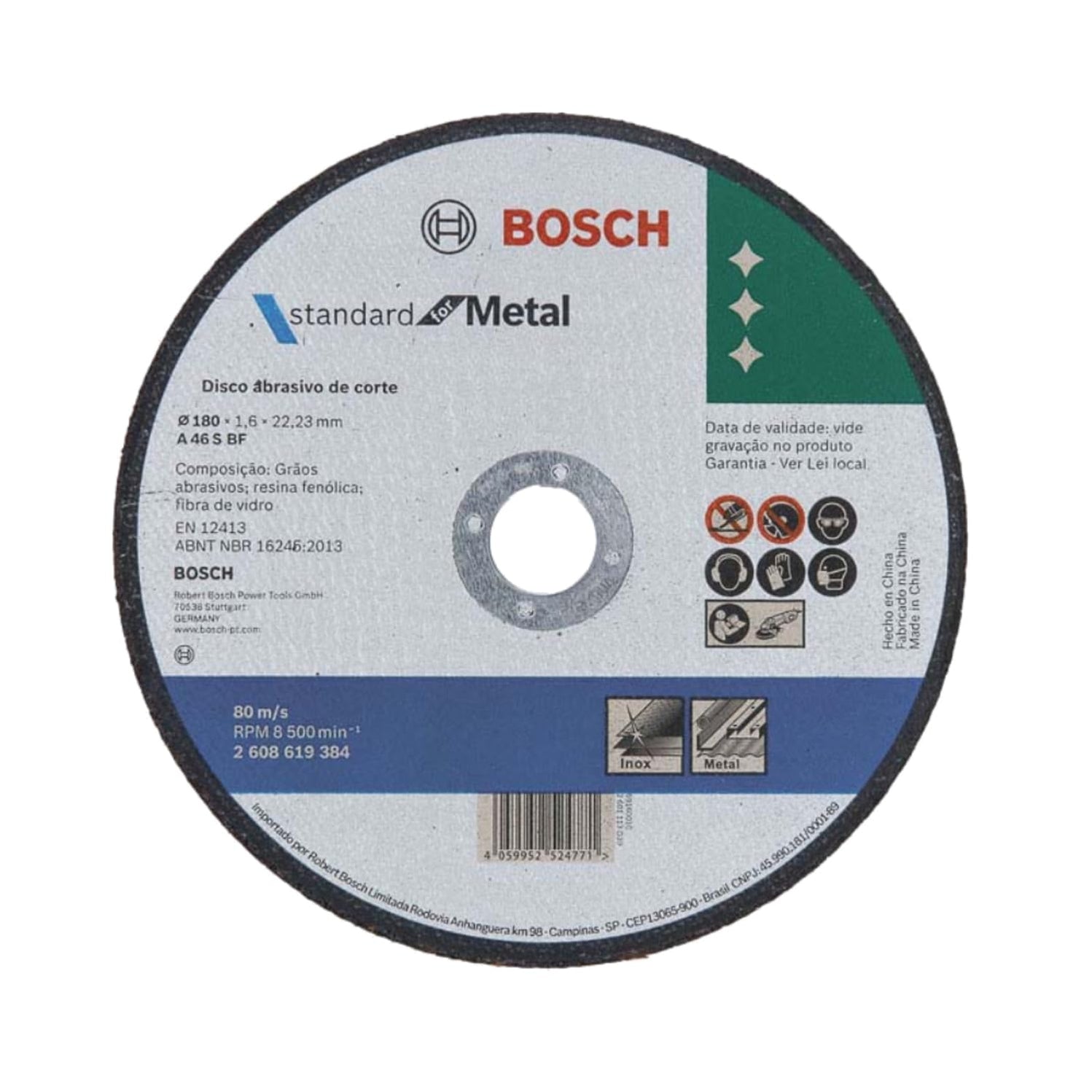 Bosch 7‑Inch (180 mm × 1.6 mm) Metal Cutting Disc – Standard for Metal ...