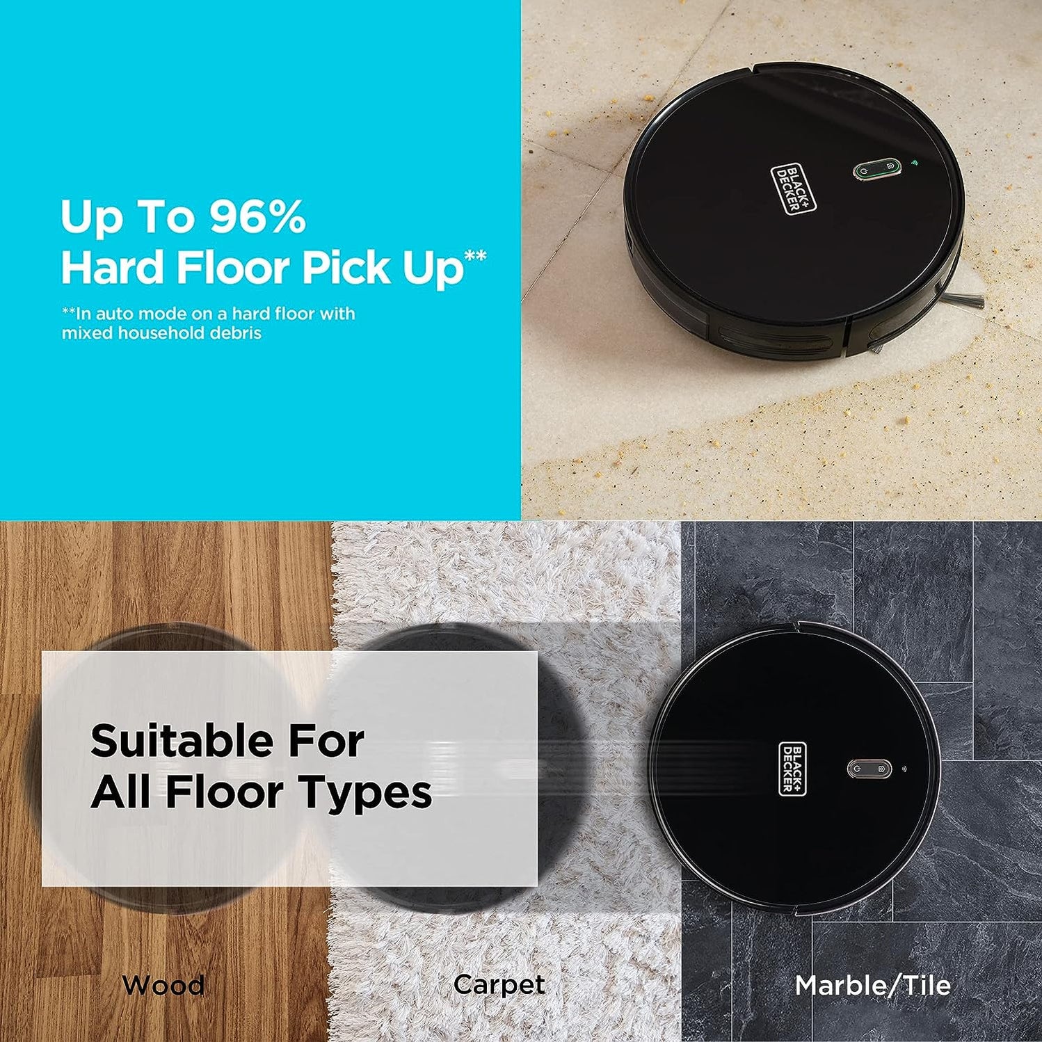 Black & Decker Robotic Vacuum Cleaner & Mop for Floor Cleaning, Alexa ...