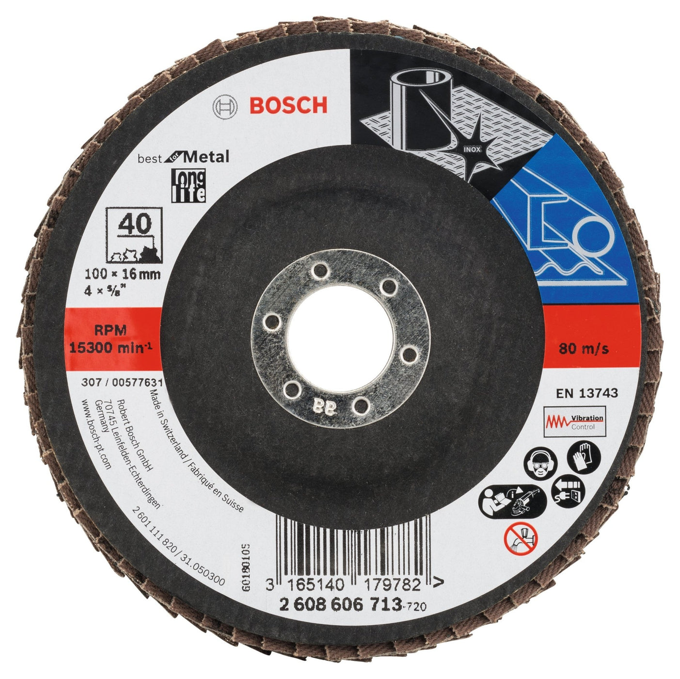 Bosch Flap disc X571, Best for Metal D= 100 mm; G= 40, angled — General ...