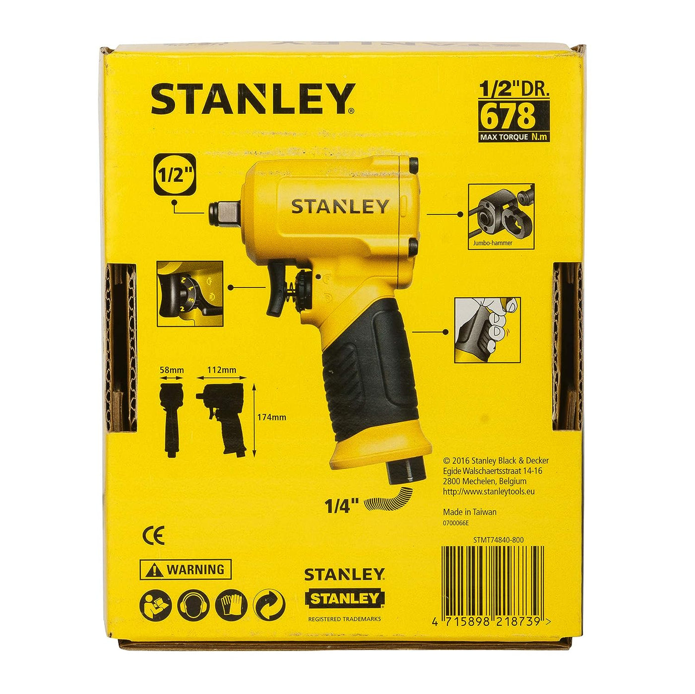 Stanley 1/2 Inch Dr Pneumatic Air Impact Wrench Pistol — General Pumps