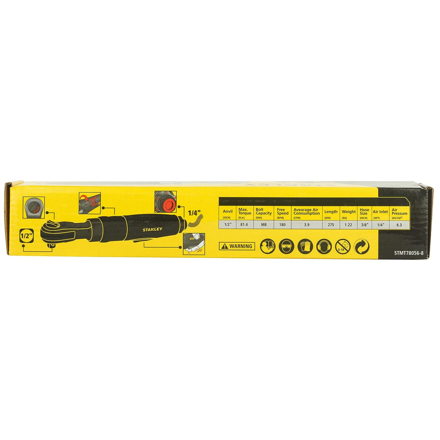 Stanley Automotive 1/2-Inch Dr Pneumatic Air Impact Wrench Straight 81 ...